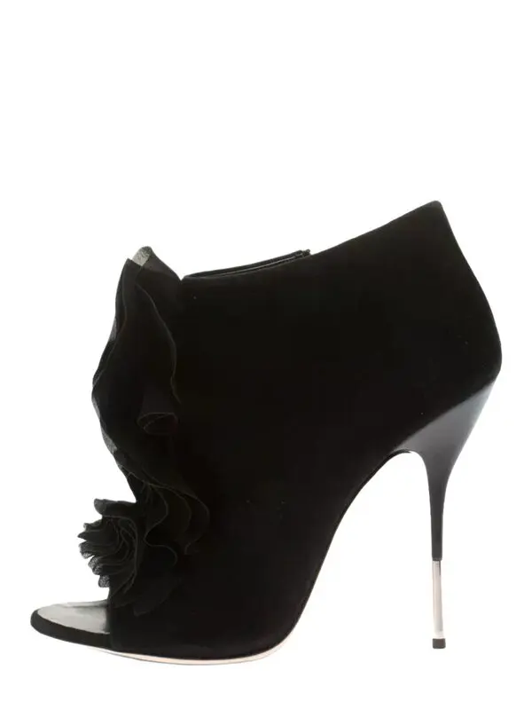 GIUSEPPE ZANOTTI 135mm Ruffle Suede Booties - Black