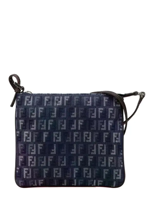 Fendi Zucchino Denim Crossbody Bag - Blue