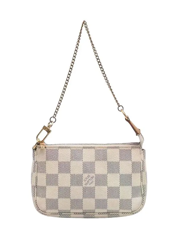 LOUIS VUITTON Damier Azur Mini Pochette Accessories Handbag - White