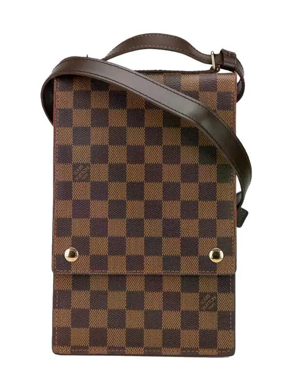 LOUIS VUITTON 2001 Damier Ebene Portobello Crossbody Bag - Brown
