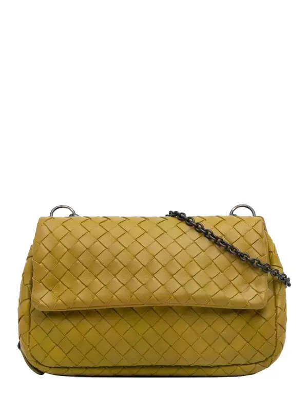 Bottega Veneta Mini Nappa Intrecciato Expandable Chain Flap Crossbody Bag - Yellow