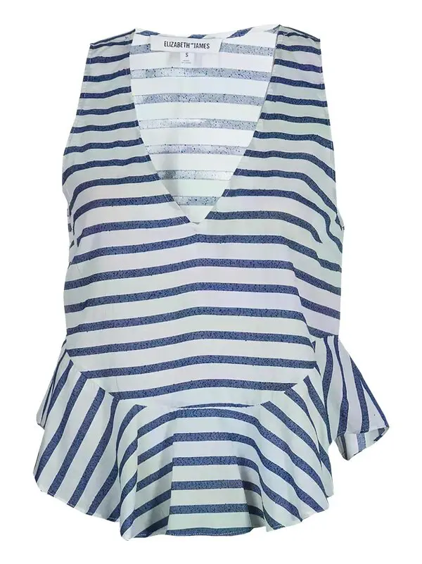 Elizabeth And James Striped Peplum Tank Top - White