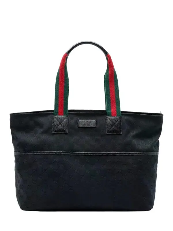 Gucci Gg Canvas Web Tote Bag - Black