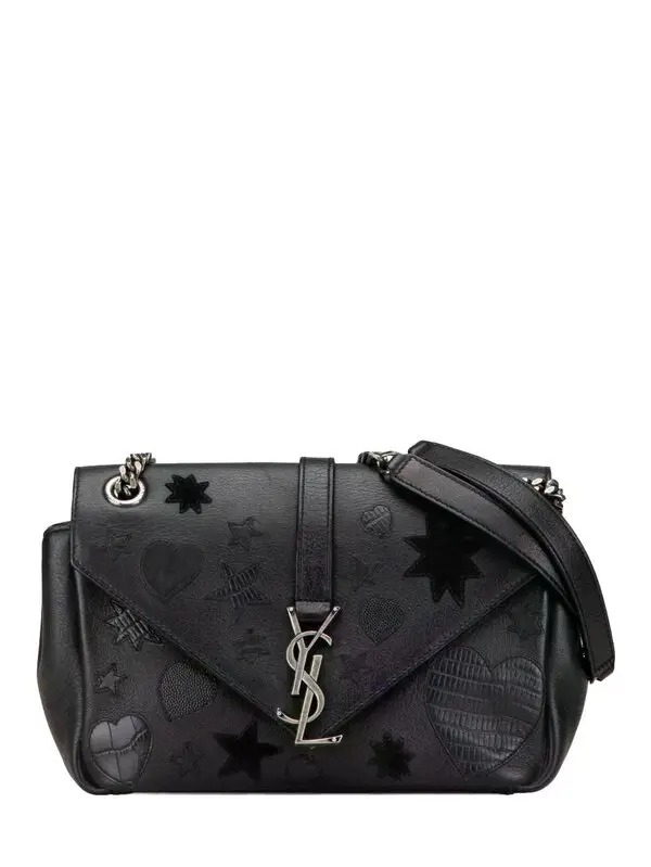 Saint Laurent Pre-owned Medium Monogram Heart Patchwork Chain Wallet - Black
