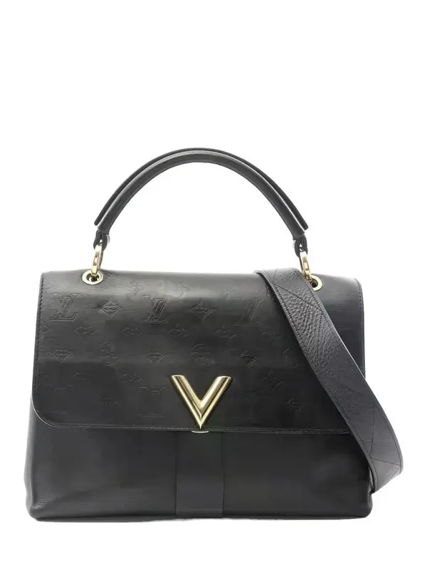 LOUIS VUITTON 2017 Monogram Embossed Leather Handbag - Black