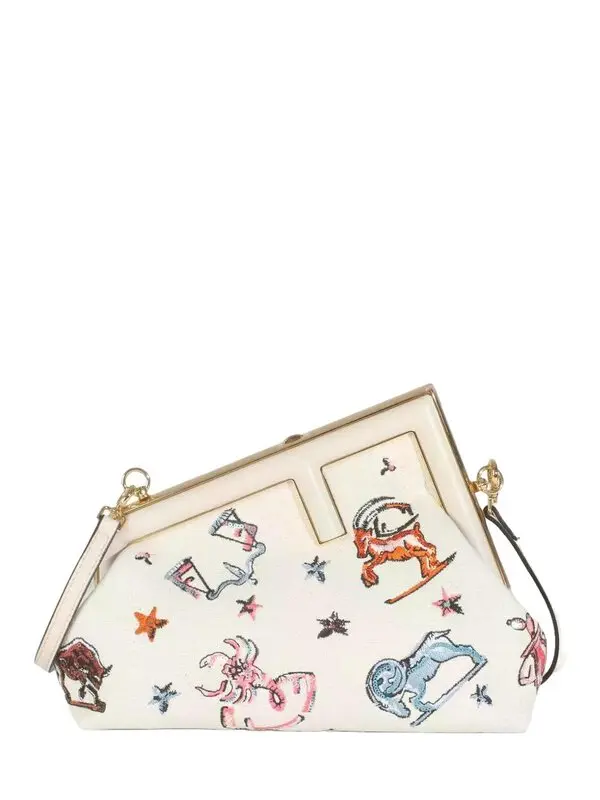 Fendi Astrology Embroidered Canvas Bag - Neutrals