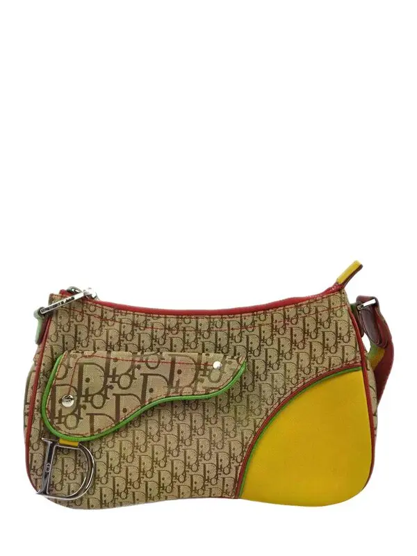Dior 2004 Rasta-color Trotter Saddle Bag - Brown