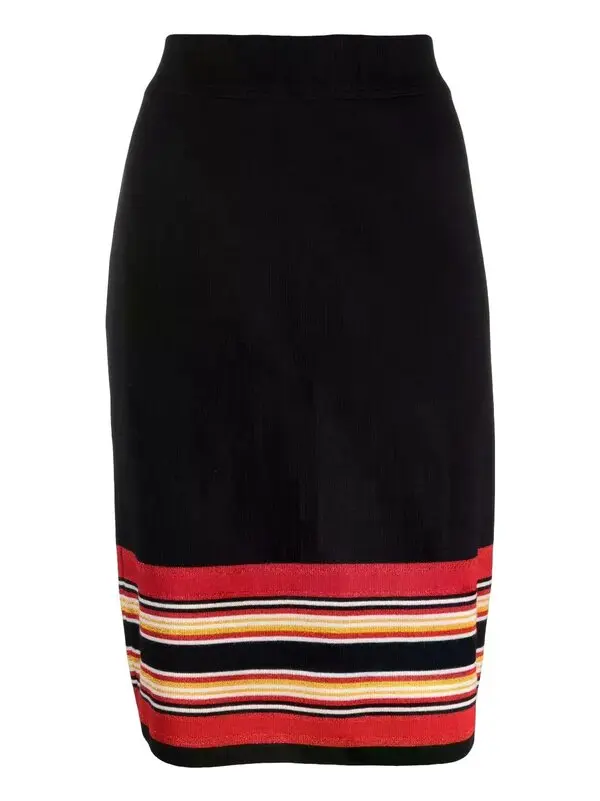 Saint Laurent 2000s Striped Straight-fit Skirt - Black