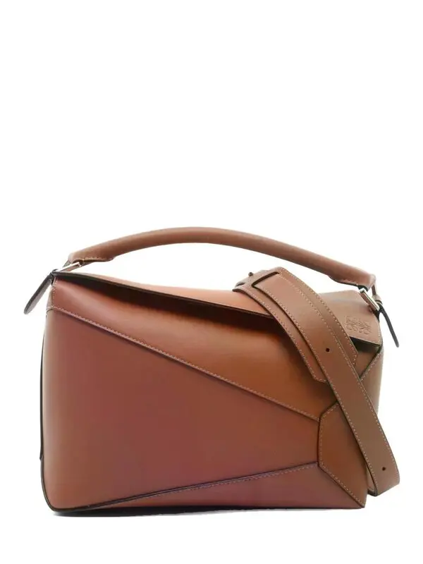 Loewe Puzzle Panelled Leather Tote Bag - Brown