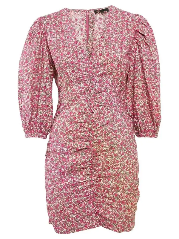 Maje Puff-sleeved Floral Dress - Pink