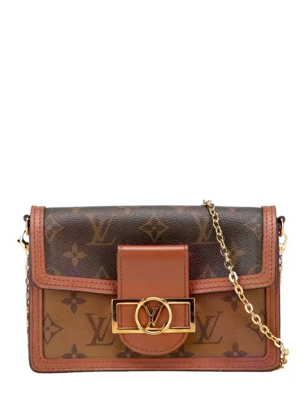 LOUIS VUITTON Monogram Reverse Dauphine Wallet On Chain - Brown