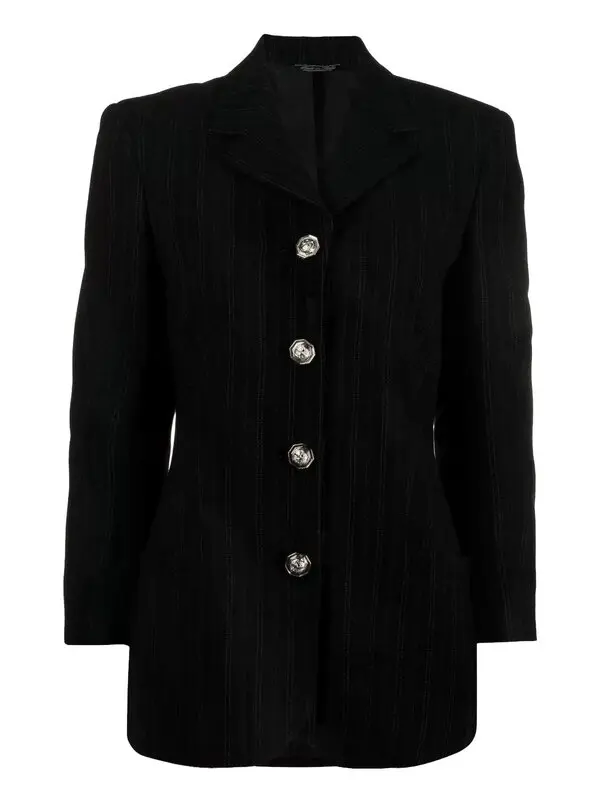 Versace 1990s Pinstripe Single-breasted Blazer - Black
