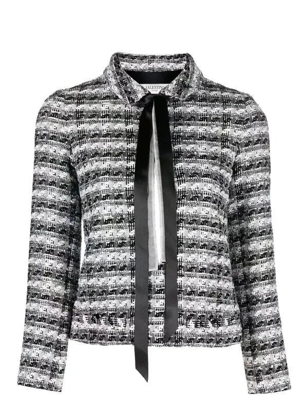 Valentino Garavani 2000s Pussy Bow Woven Jacket - Black