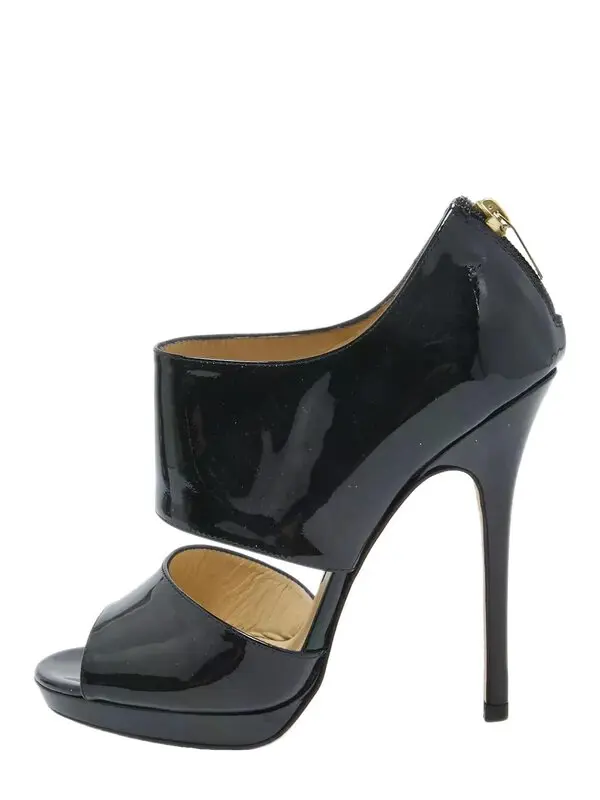 JIMMY CHOO 2023 120mm Patent Leather Platform Sandals - Black