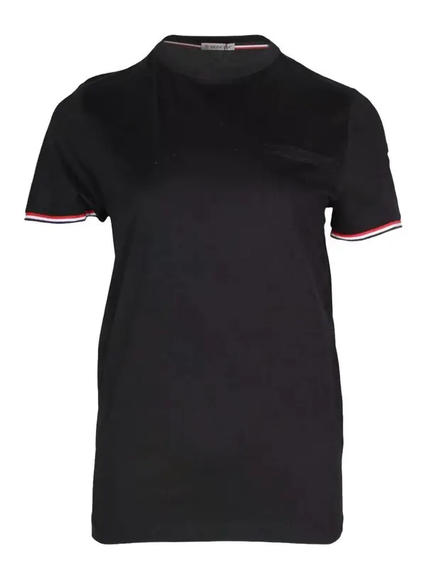 Moncler Striped-cuffs Cotton T-shirt - Black