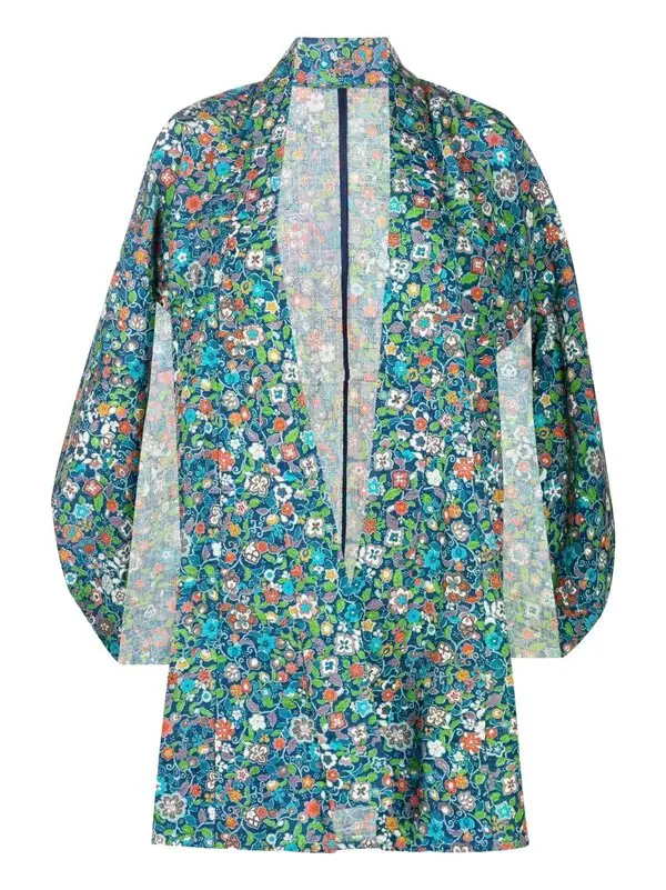 A.N.G.E.L.O. VINTAGE CULT 1970s Floral Split-sleeved Coat - Blue