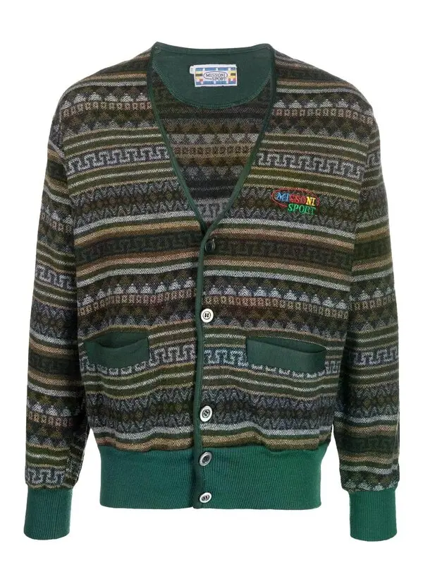 Missoni 1990s Geometric-knit Cardigan - Green