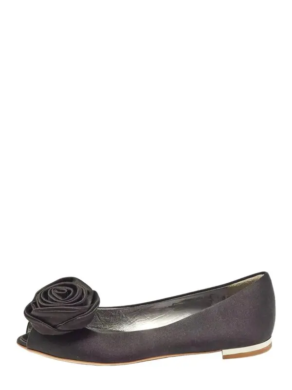 GIUSEPPE ZANOTTI Rose-appliqué Satin Pumps - Black