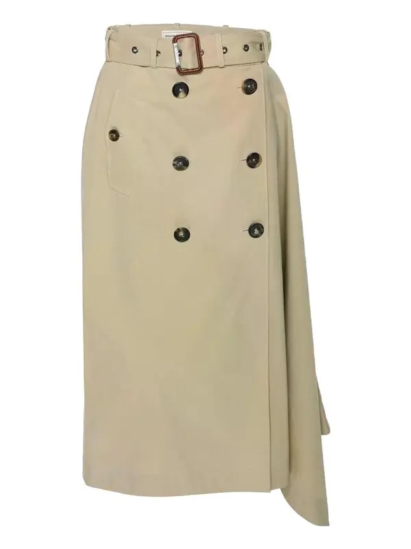 Alexander McQueen Belted-waist Midi Skirt - Neutrals