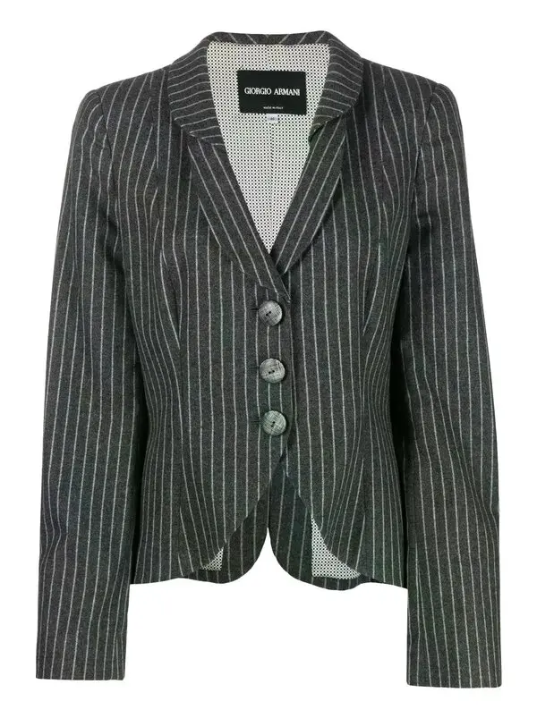 Giorgio Armani 1990s Pinstripe Blazer - Grey