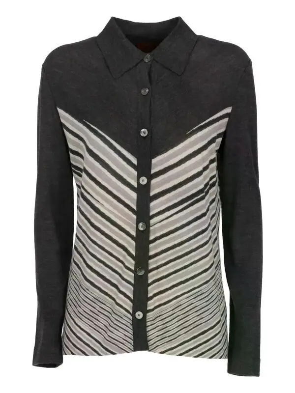 Missoni 2000s Striped Buttoned Jumper - Grey