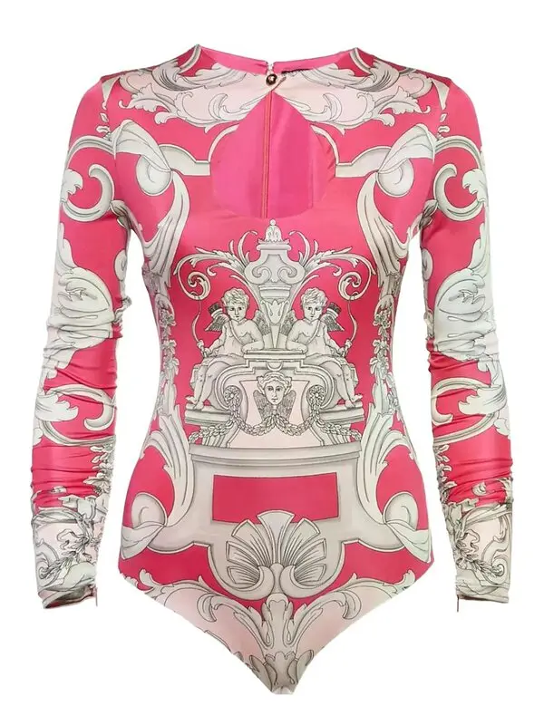 Versace Barocco-print Bodysuit - Pink