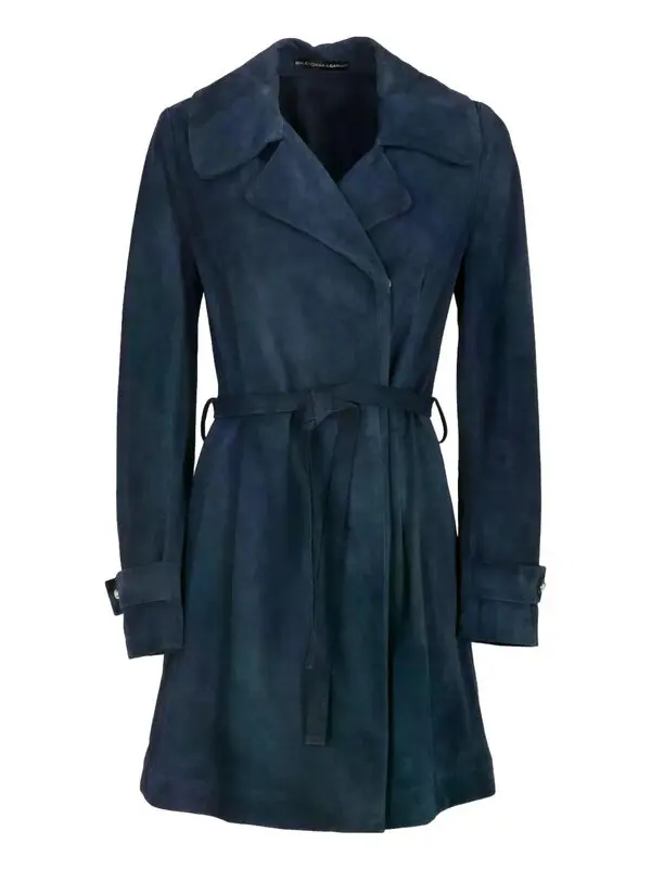 Balenciaga 2010s Suede Coat - Blue