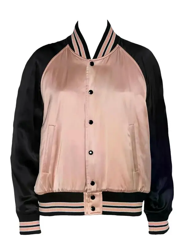 Saint Laurent Satin Bomber Jacket - Pink