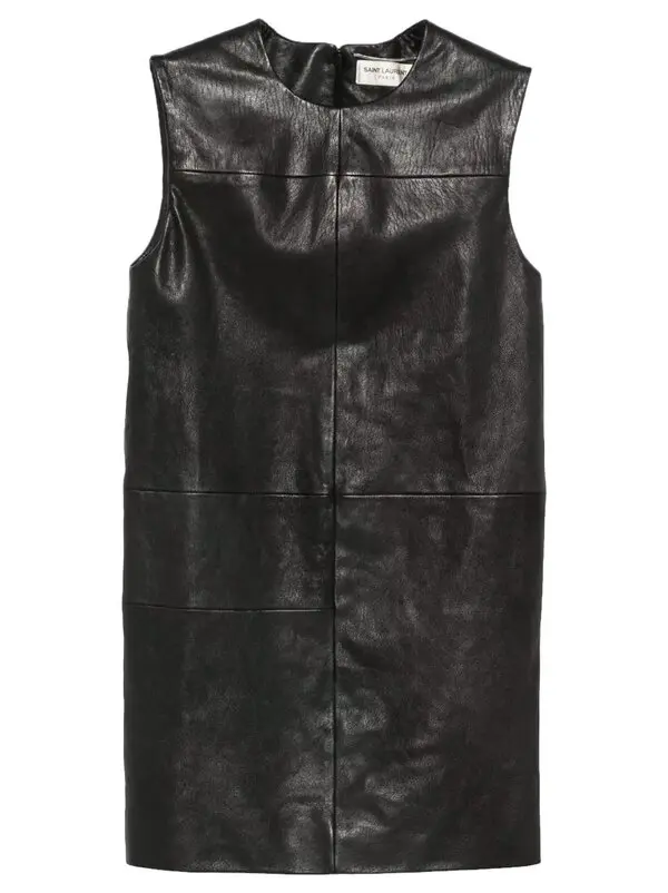 Saint Laurent 2010s Leather Mini Dress - Black