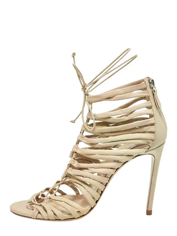 Casadei 110mm Strappy Lace-up Stiletto Sandals - Neutrals