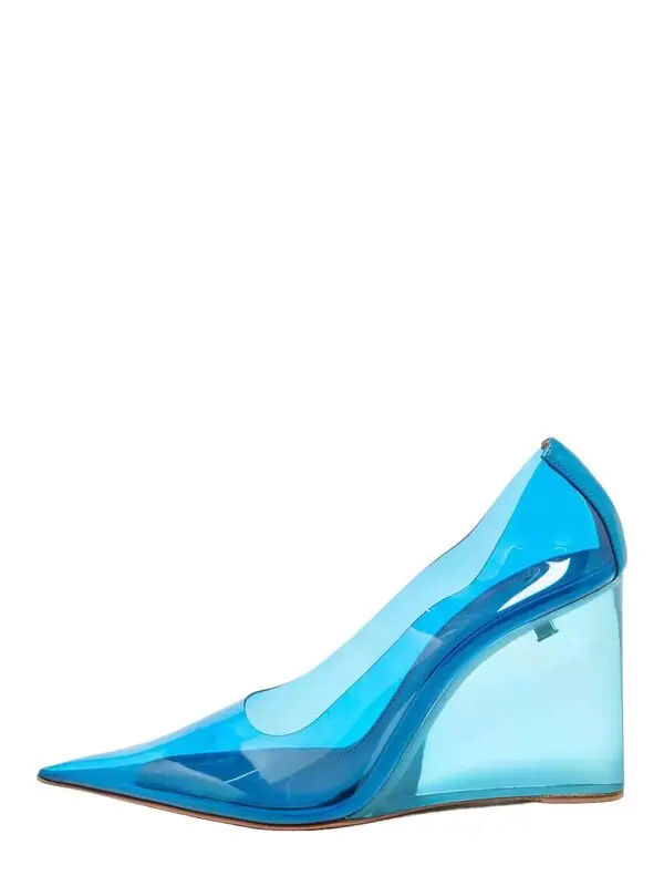Amina Muaddi 95mm Transparent-design Wedge Pumps - Blue