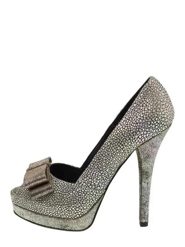 Fendi Vara Bow Platform Stiletto Pumps - Silver
