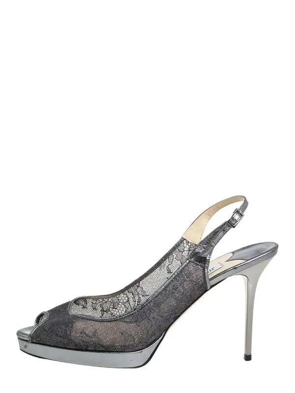 JIMMY CHOO 105mm Lace Slingback Sandals - Silver