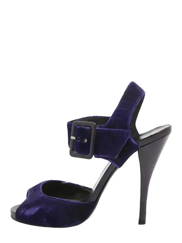 Pierre Hardy 115mm Velvet Sandals With Buckle Detail - Blue