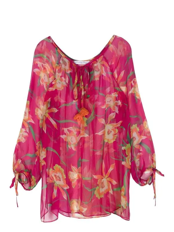 Dior Floral-print Blouse - Pink
