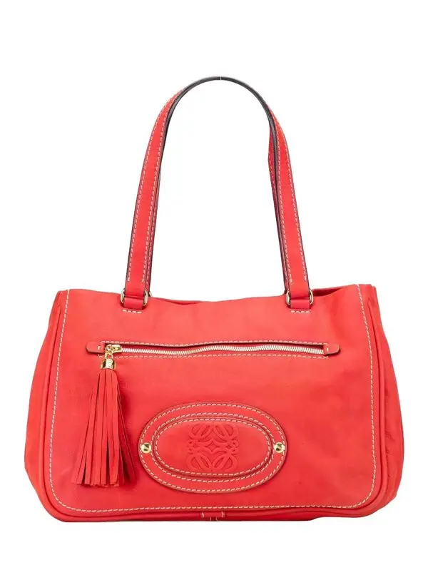 Loewe 2008 Anagram Madrid Fringe Shoulder Bag - Red