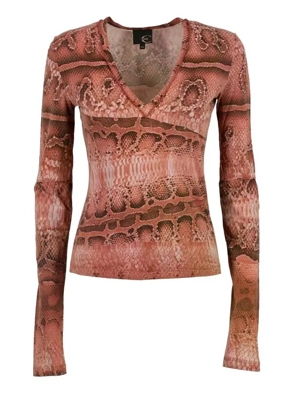 Just Cavalli Python-print V-neck Top - Pink
