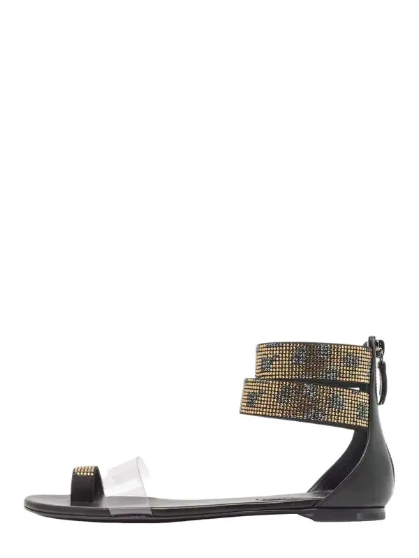 Casadei Crystal-embellished Leather Sandals - Black