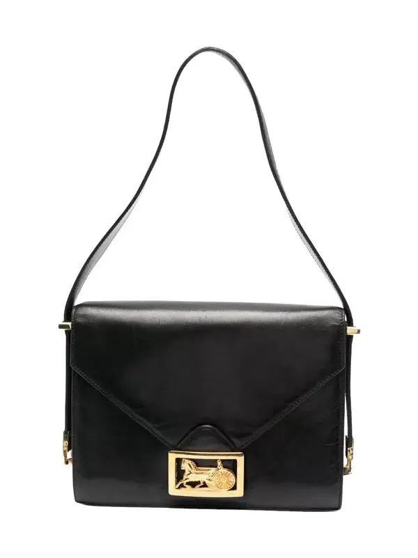 Celine 1970s Carriage-plaque Shoulder Bag - Black