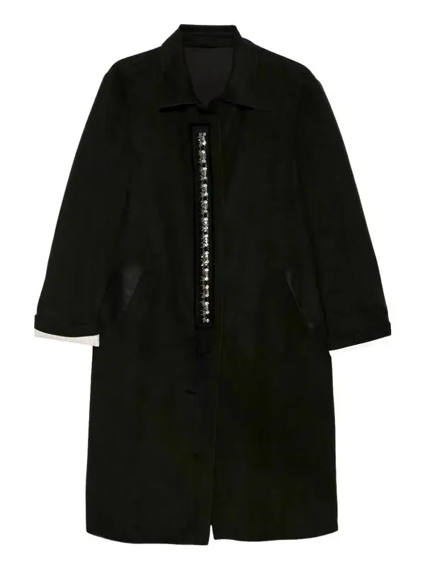 Prada 1990s Crystal-embellished Wool Coat - Green