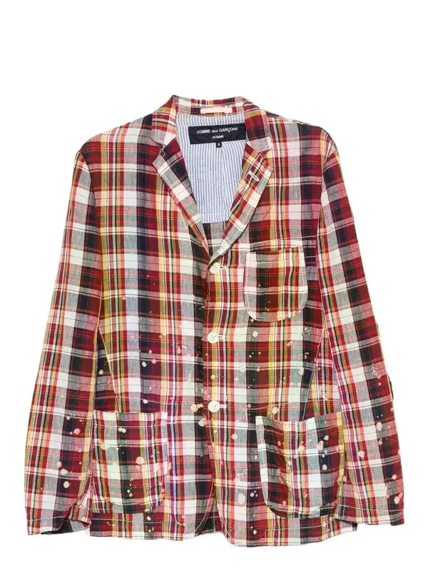 Comme Des Garçons 2012 Bleached Tartan Jacket - Red