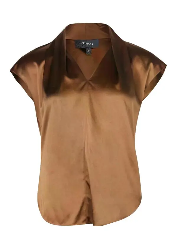 Theory Draped Cap-sleeve Top - Brown