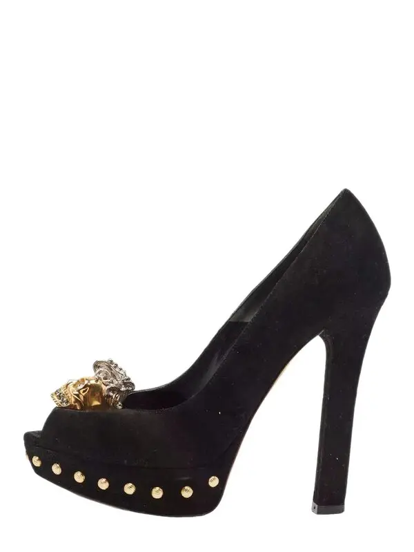 Alexander McQueen 110mm Stud-embellished Peep-toe Pumps - Black