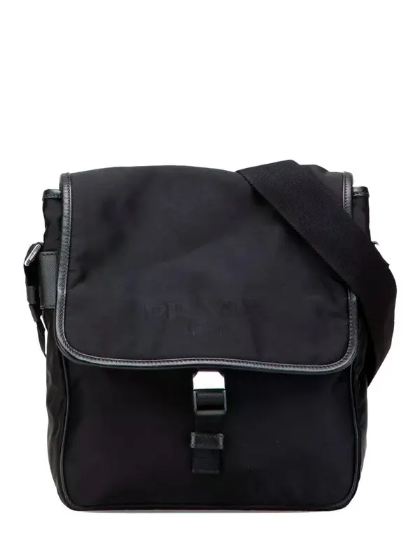 Prada Tessuto Buckle Messenger Bag - Black