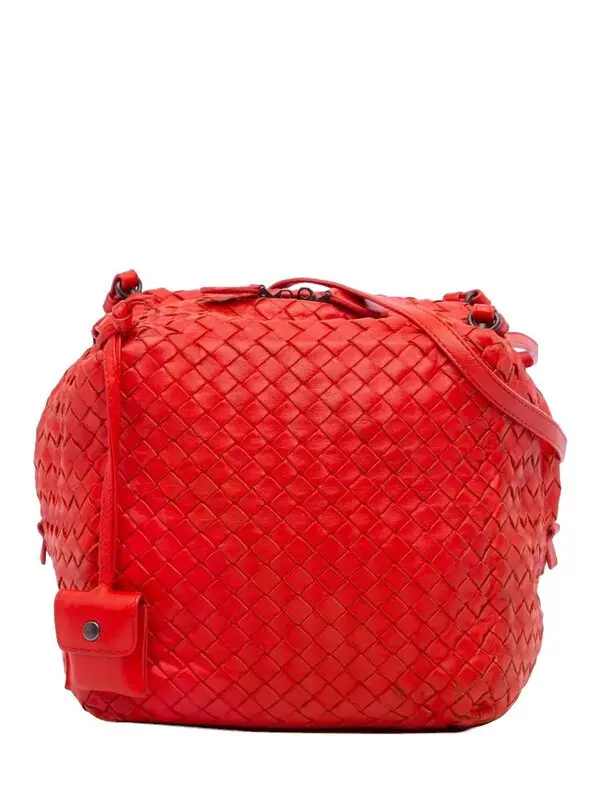 Bottega Veneta Nappa Intrecciato Cube Shoulder Bag - Red
