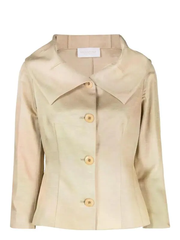 Valentino Garavani 1990s Wide-collar Satin Jacket - Neutrals
