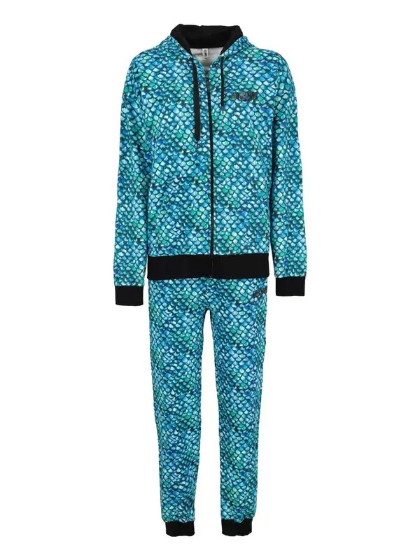 Moschino Patterned Hoodie Tracksuit Set - Blue