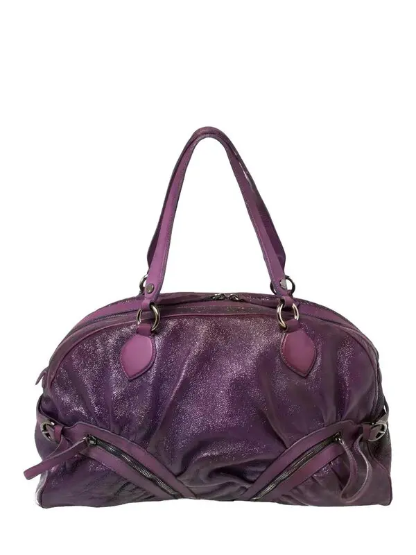 Moschino Draped Leather Tote Bag - Purple