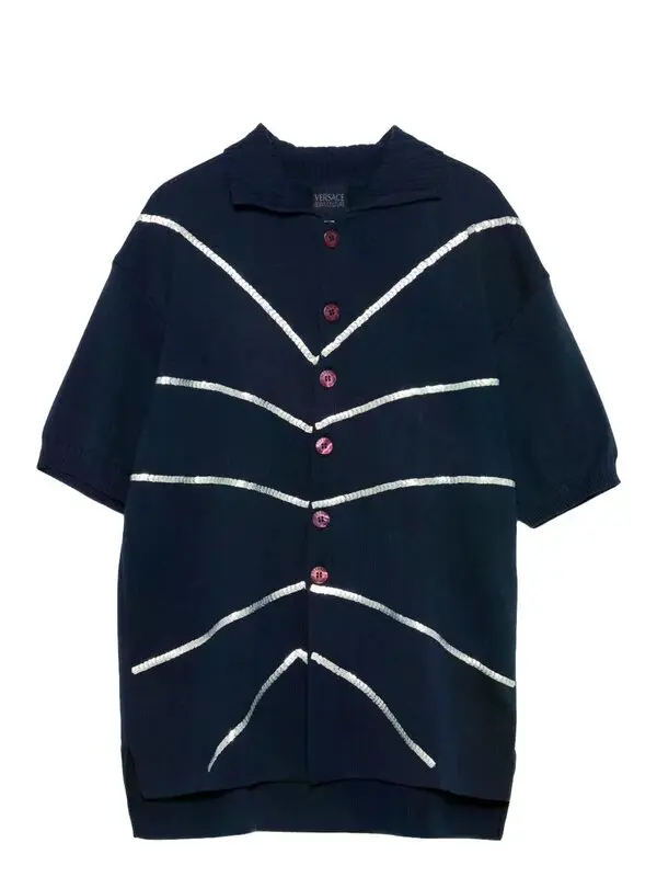 Versace 1990s Stripe-detail Polo Shirt - Blue