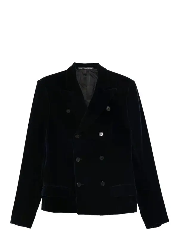 Gianfranco Ferre 1990s Double-breasted Velvet Blazer - Blue